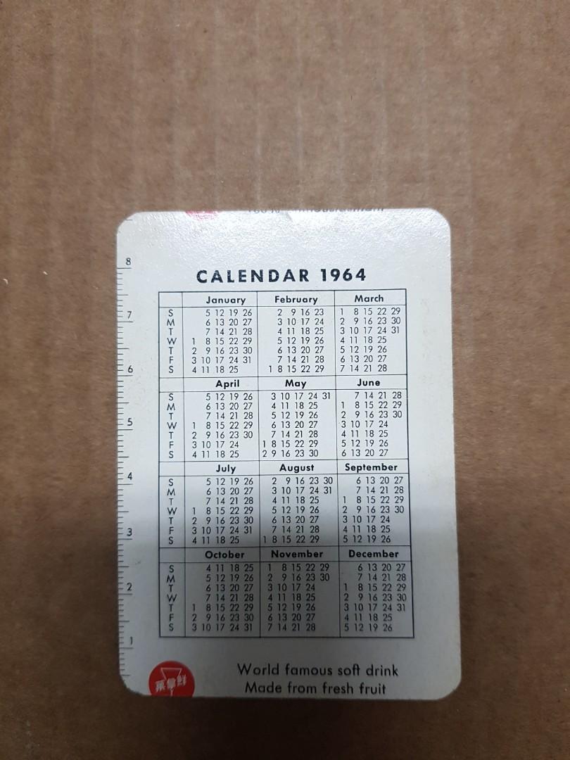 1964 Sinalco Pocket calendar soda soft drink, Hobbies & Toys ...