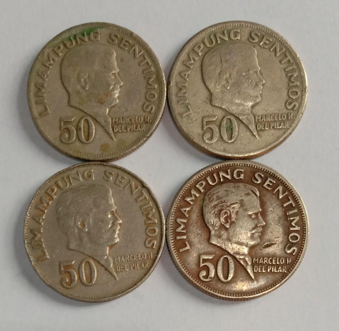 50 Sentimos Set of Philippine coins 1967 1971 1972 1974, Hobbies & Toys ...