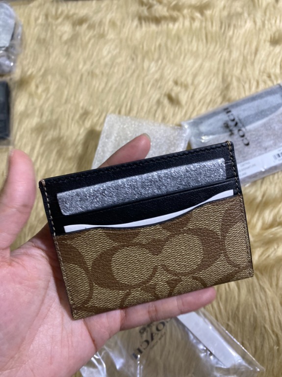 AUTHENTIC COACH Slim Id Card Case In Signature Canvas, Men's Fashion ...