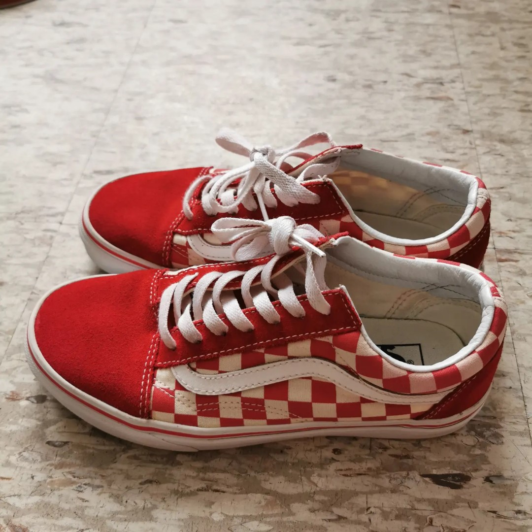 Authentic Vans Old Skool - Red, Women's Fashion, Footwear, Sneakers on ...