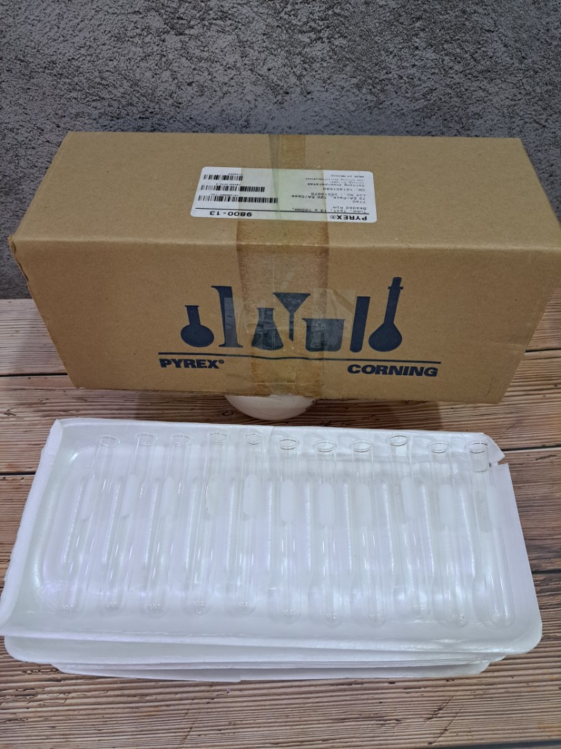 Box of Pyrex 9ml Test Tubes 13x100mm,9800-13, Hobbies & Toys ...