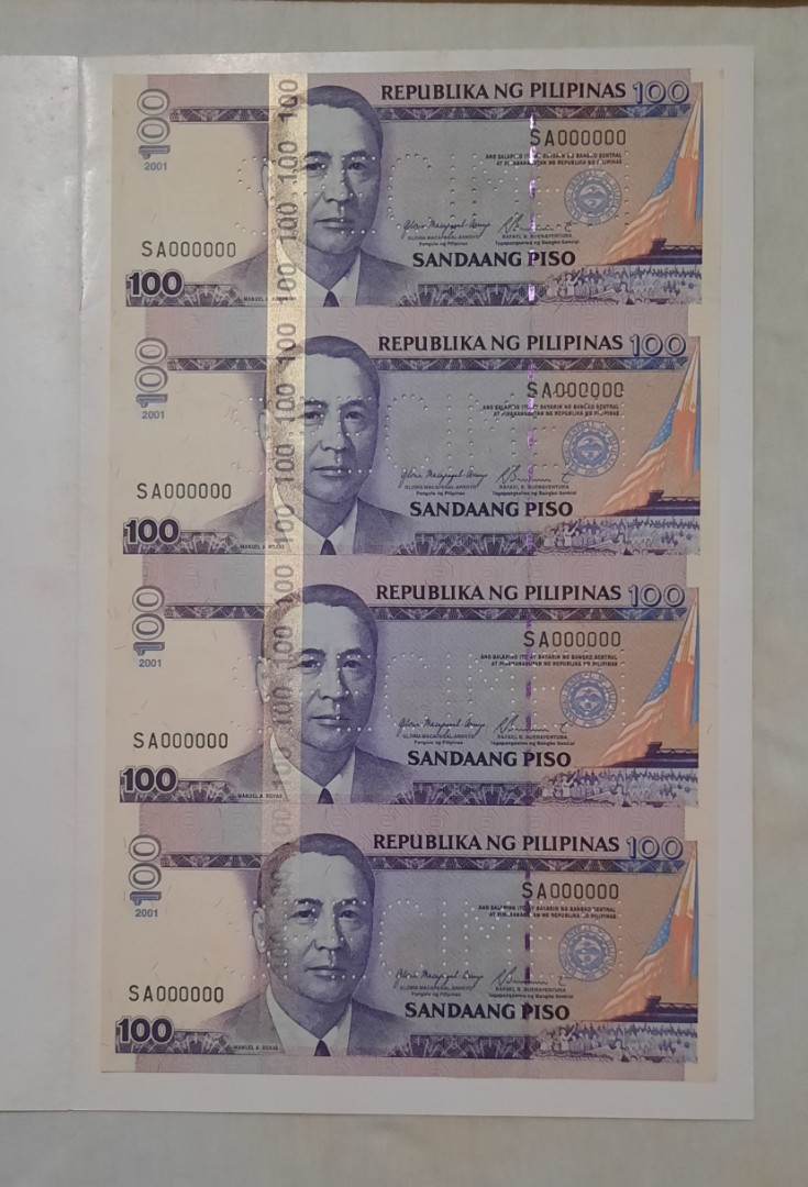 Bsp 100peso specimen uncut, Hobbies & Toys, Memorabilia & Collectibles ...