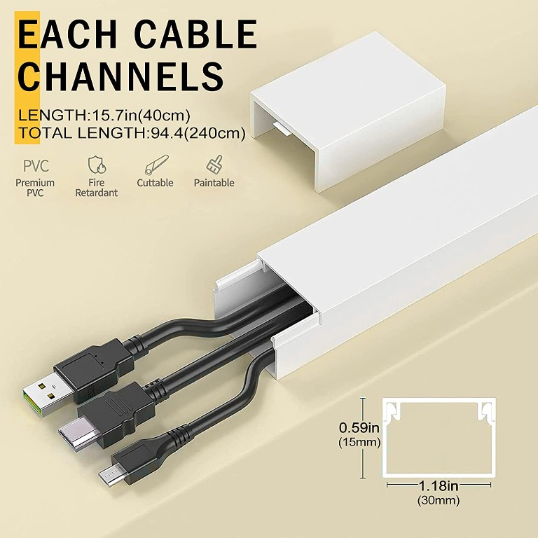 Cable Trunking White 2.4-Meter hides Wires Manage ethernet/Burglar ...