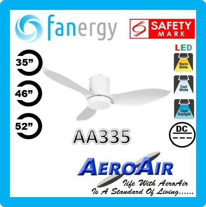 CEILING FAN AEROAIR AA335 3 Blade HUGGER Dark Wood Frappe Black White 3 ...