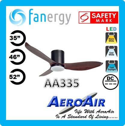 CEILING FAN AEROAIR AA335 3 Blade HUGGER Dark Wood Frappe Black White 3 ...