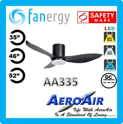 CEILING FAN AEROAIR AA335 3 Blade HUGGER Dark Wood Frappe Black White 3 ...