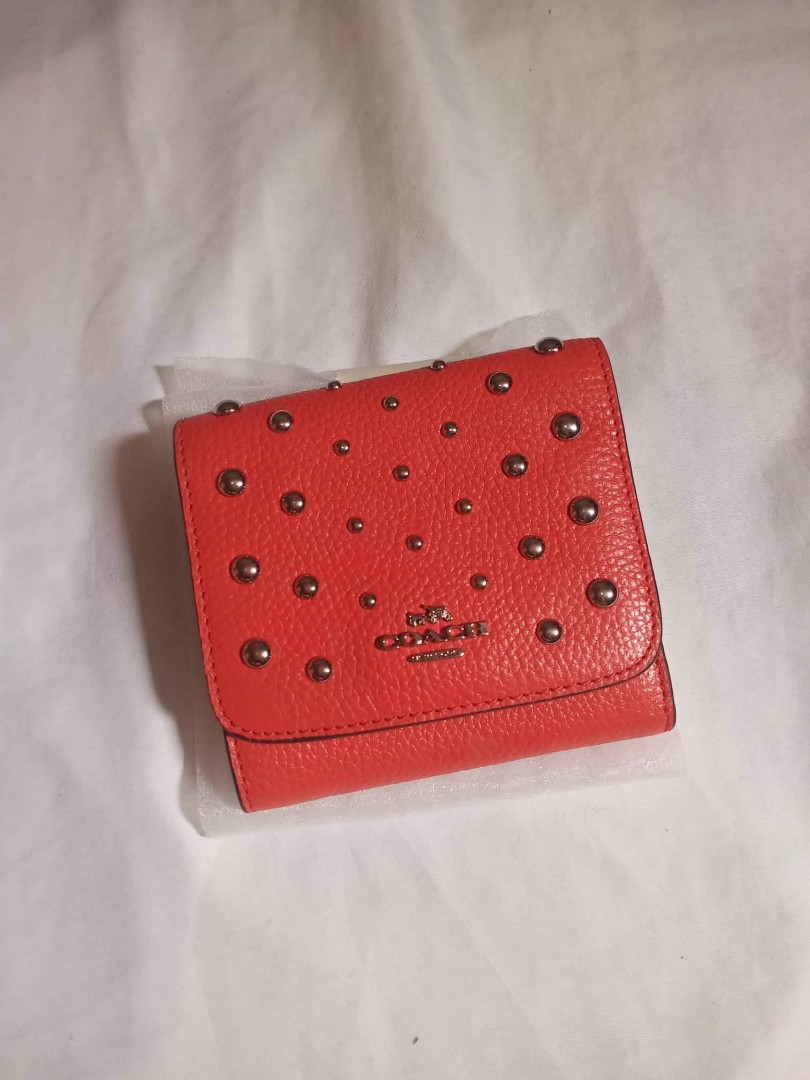 Coach Rivet Red Orange Wallet, Women's Fashion, Bags & Wallets, Wallets ...