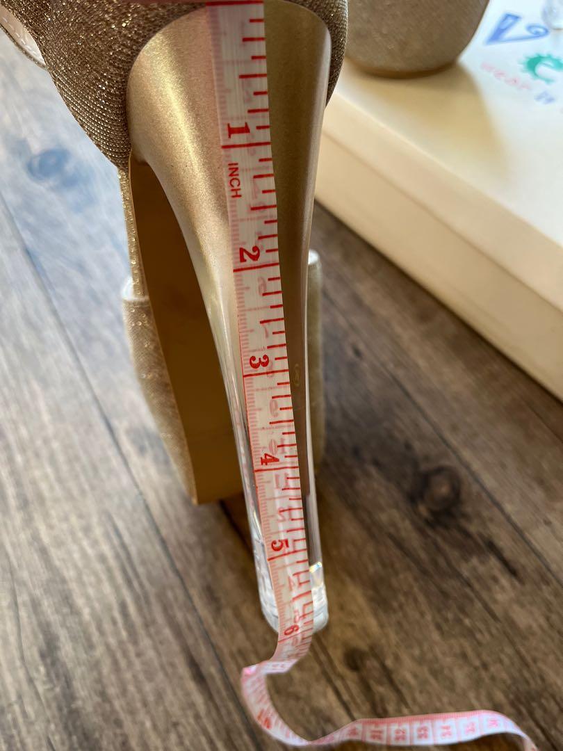 High heels 6 inches (gold glitters), Women's Fashion, Footwear, Heels ...