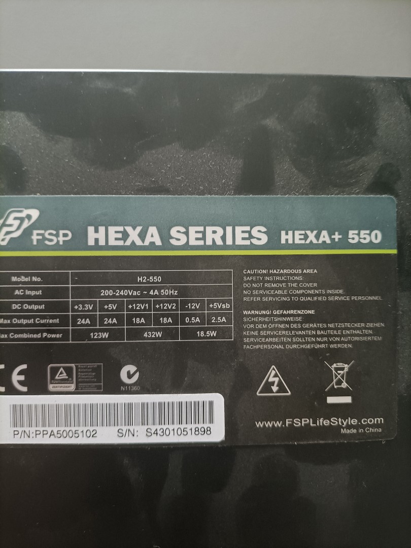 FSP HEXA+ 550 model h2-550, Computers & Tech, Parts & Accessories ...