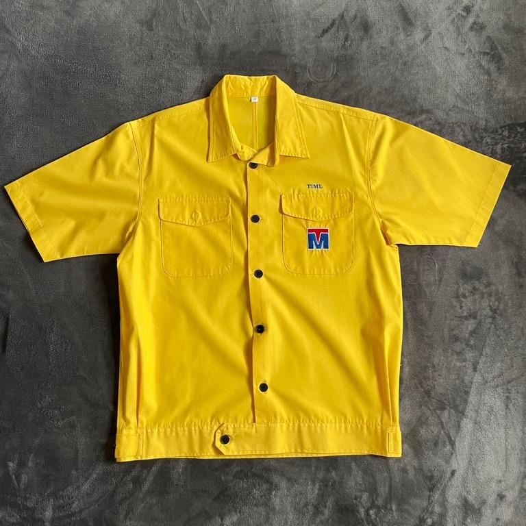 ‘Gasoline-Boy Uniform’ Yellow Work Short Sleeve Shirt, Men's Fashion ...
