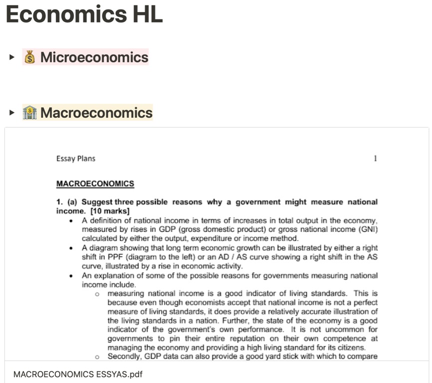 IB Economics SL + HL Notion with key learning points, 興趣及遊戲, 書本 & 文具 ...