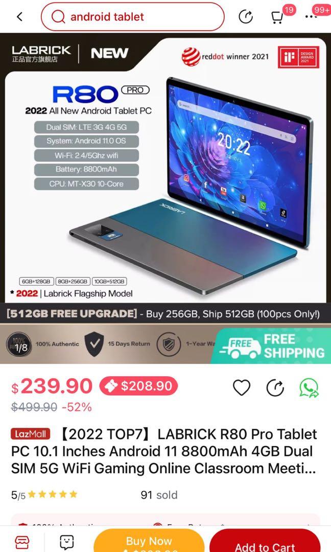 Labrick R80 Pro Tablet Tempered glass screen protector and leather ...