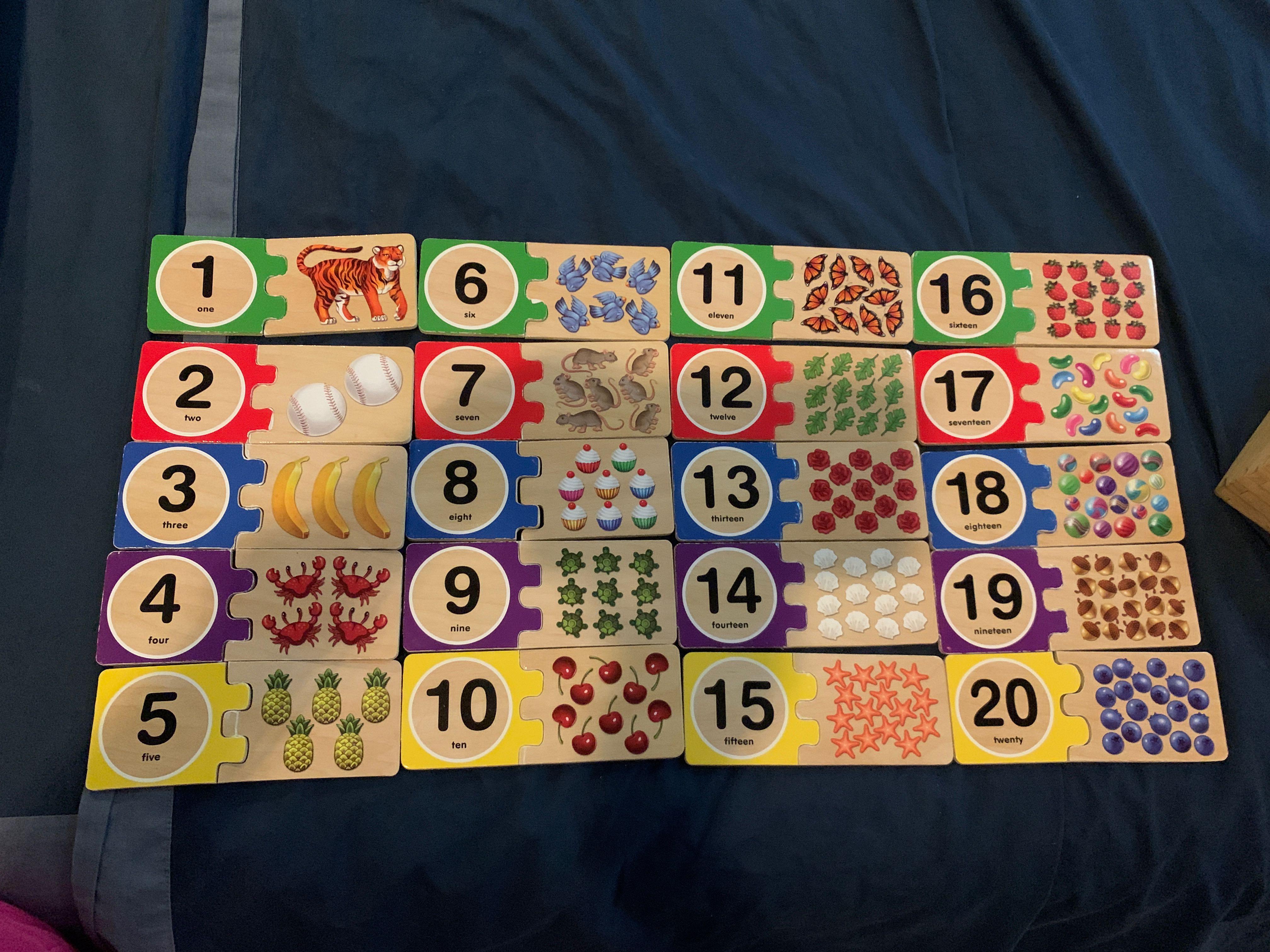 Melissa & Doug Self Correcting 1-20 Number Puzzle, Hobbies & Toys, Toys ...