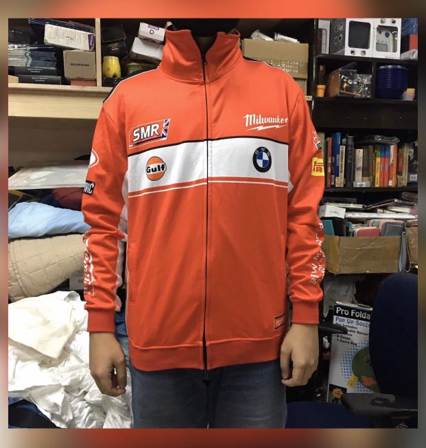 Milwaukee Jacket red orange / racing jacket, Men's Fashion, Coats ...