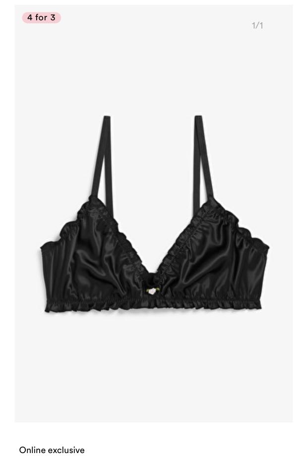 Monki Ruched Satin Bra, Women's Fashion, New Undergarments & Loungewear ...