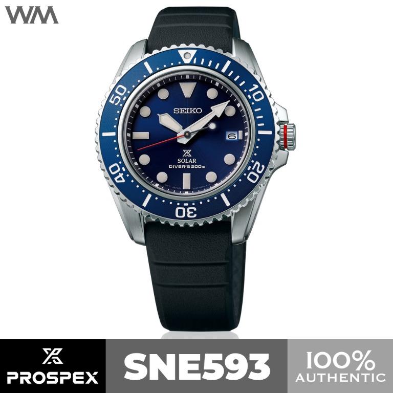 Seiko Prospex Solar Blue Dial 200m Diver Watch Silicone Strap SNE593 ...
