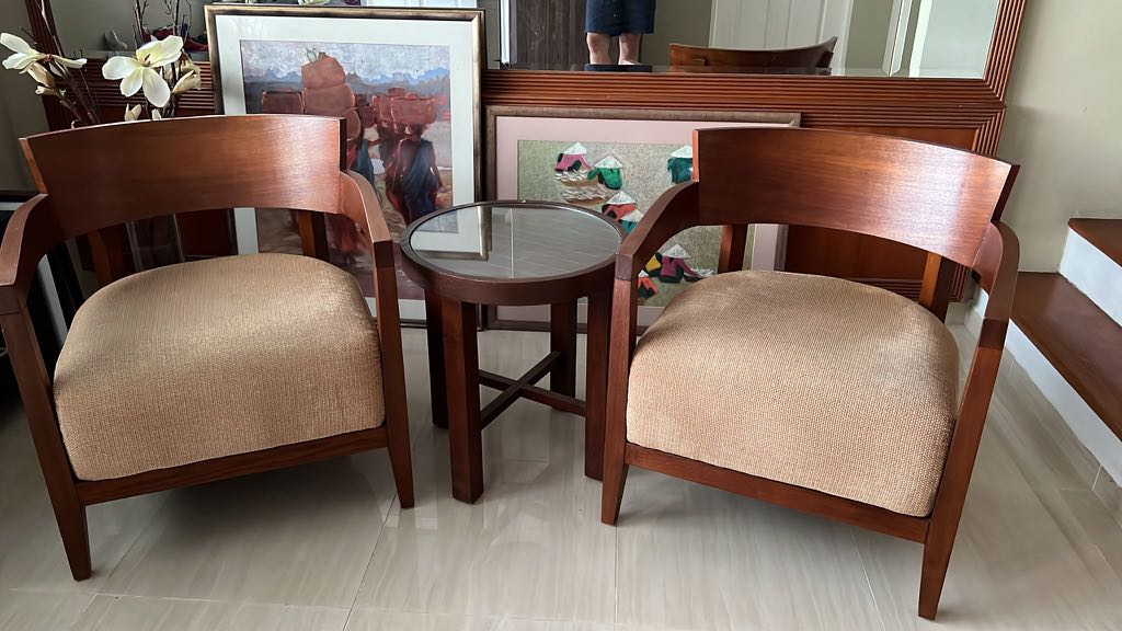 Set of arm chairs and side table, Furniture & Home Living, Furniture ...