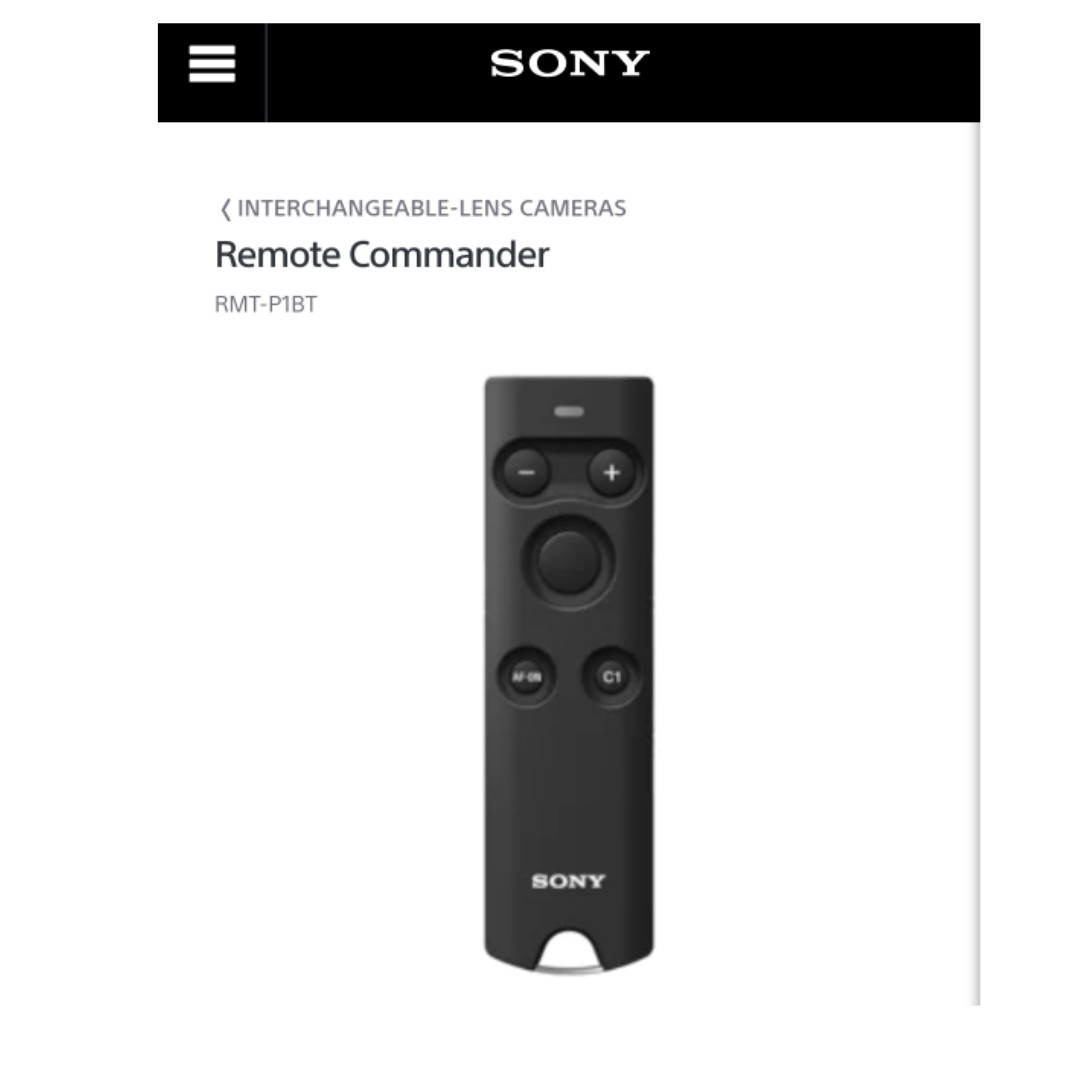 Sony RMT-P1BT wireless remote control, Photography, Photography ...