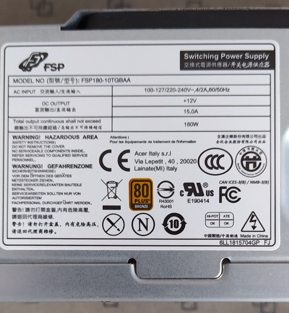 TFX form factor 180 watt PSU, 80+, FPS make, Computers & Tech, Parts ...