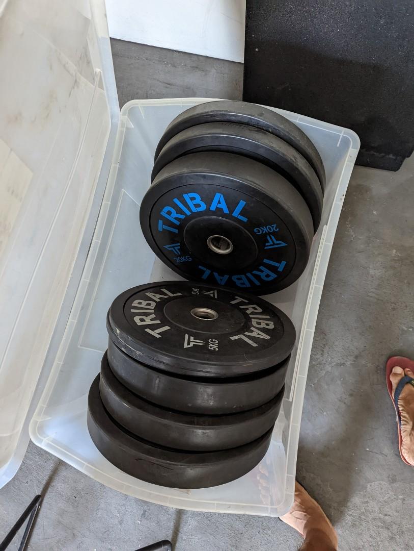 Tribal Olympic barbell + 120kg weights, Sports Equipment, Exercise ...