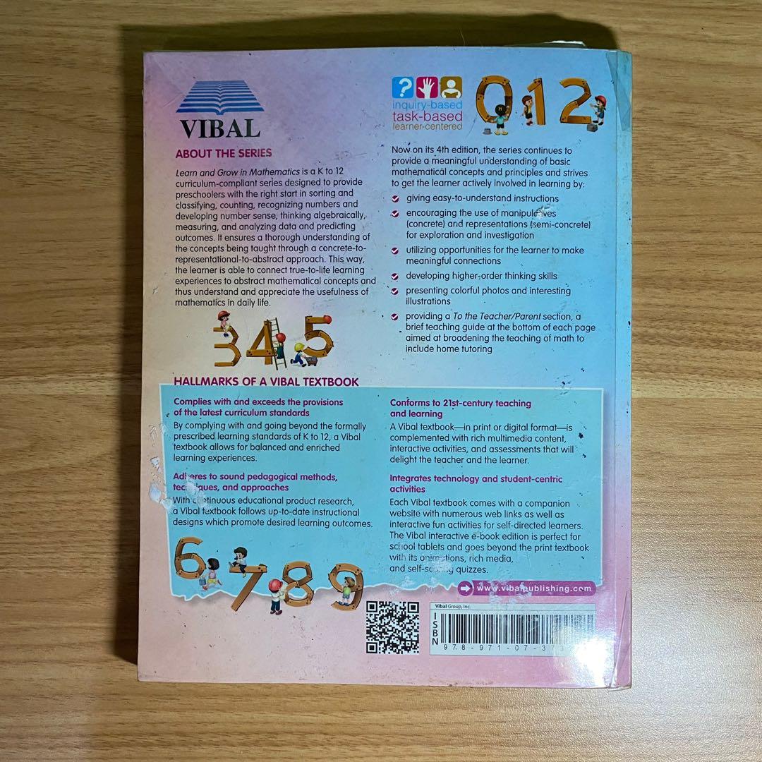 Vibal Pre-K Learn and Grow in Mathematics 4th edition, Hobbies & Toys ...