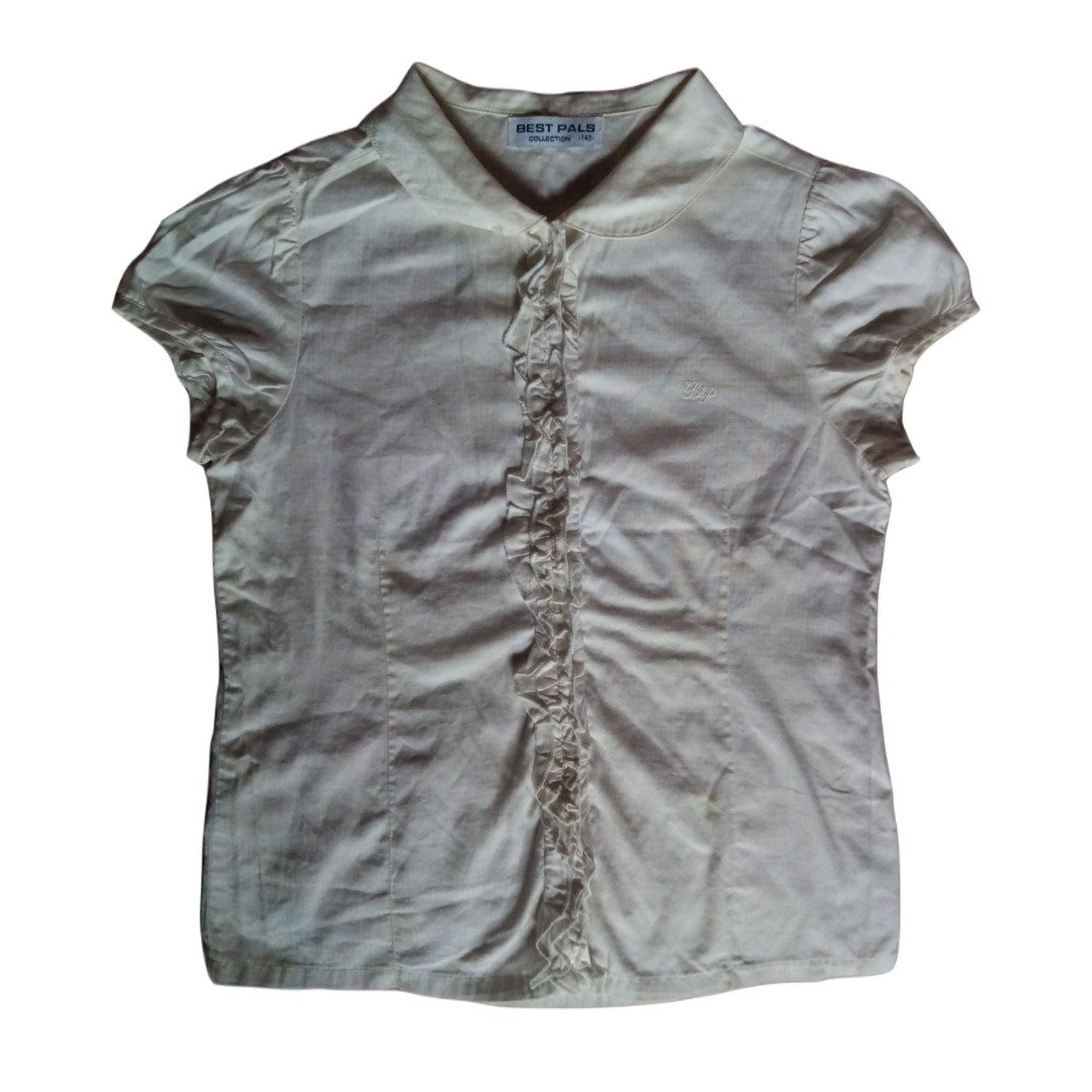 Vintage Old Money Style White Ruffled Button Up Blouse, Women's Fashion ...