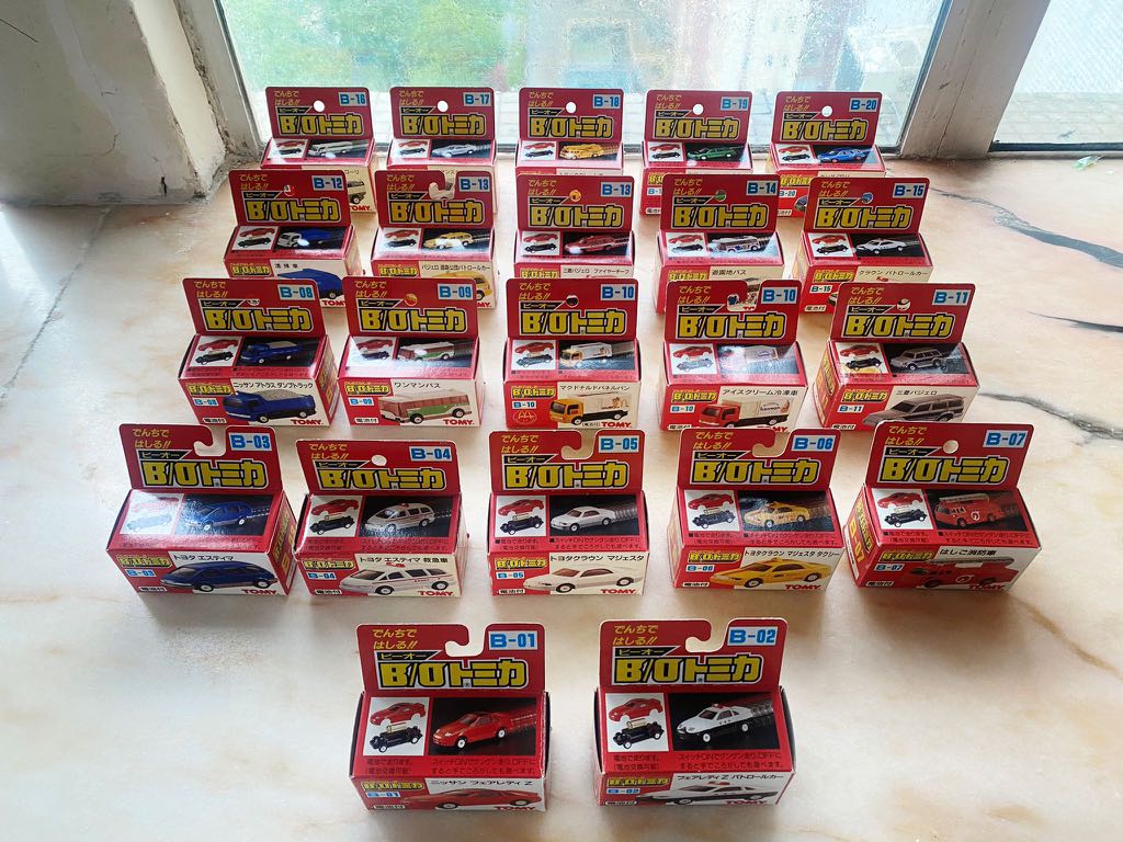 全新 TOMICA B/O 電動車 B-01 至 B-20 TOMY プラレール モータートミカ トミカ 全日本制 全糸列 1993年1996年產品 跟返原裝已絕版樂聲電池, 興趣及遊戲 ...