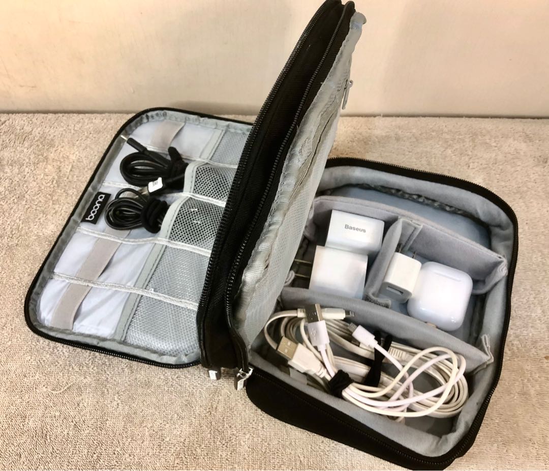 AUTHENTIC BOONA BLACK TRAVEL CABLE /CHARGERS ORGANISER BAG, Hobbies ...