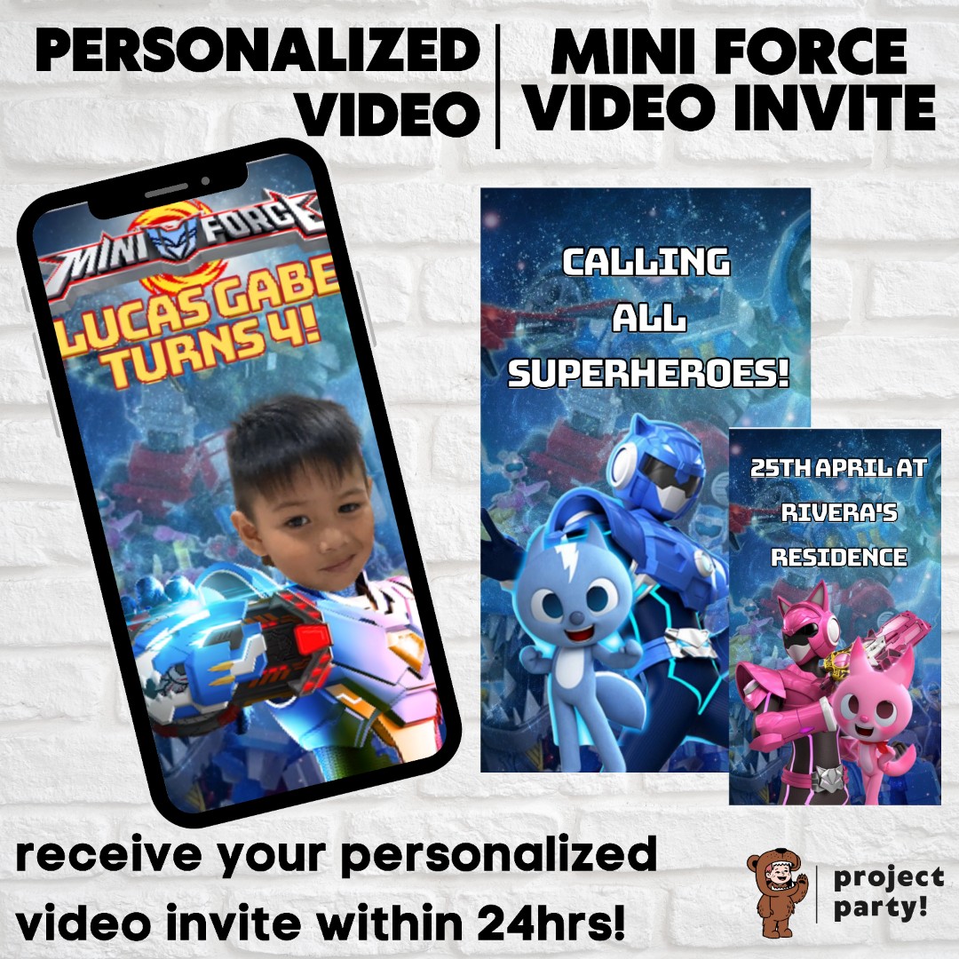 Birthday Video Invitation/Invite|Mini Force|Birthday Party|Digital ...