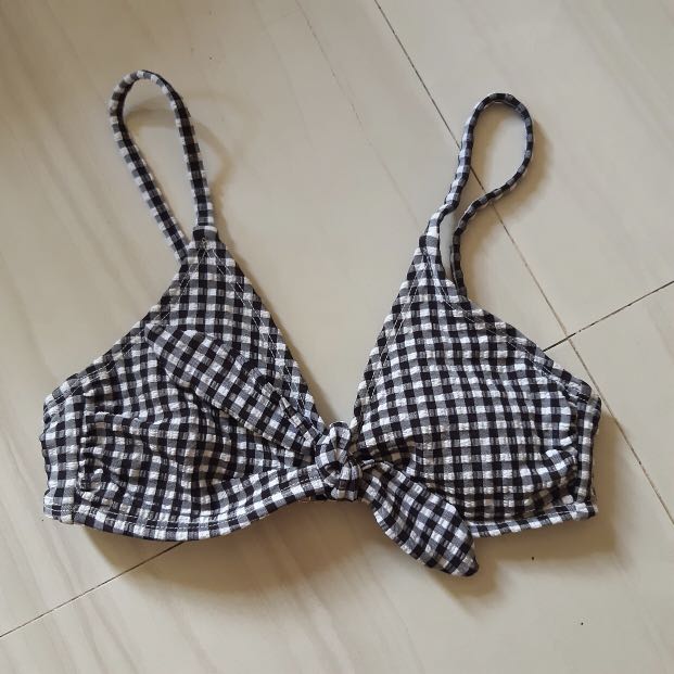 Black And White Checkered Bikini Top Womens Fashion Swimwear