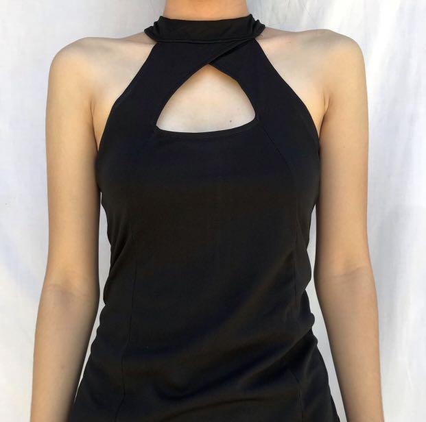 black halter cut out mini yor forger dress, Women's Fashion, Dresses ...