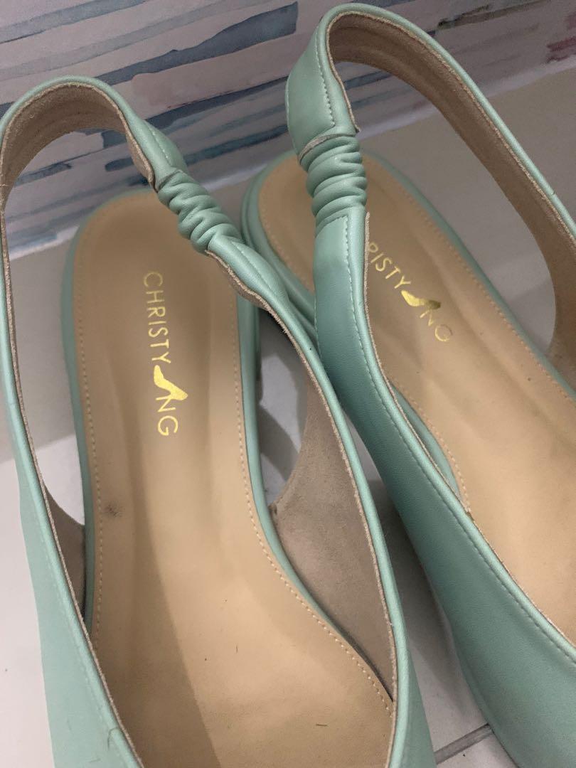 Christy Ng Flat Sage Green used once, Women's Fashion, Footwear, Flats ...