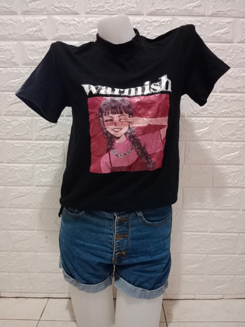 Closed neck black shirt, Women's Fashion, Tops, Shirts on Carousell