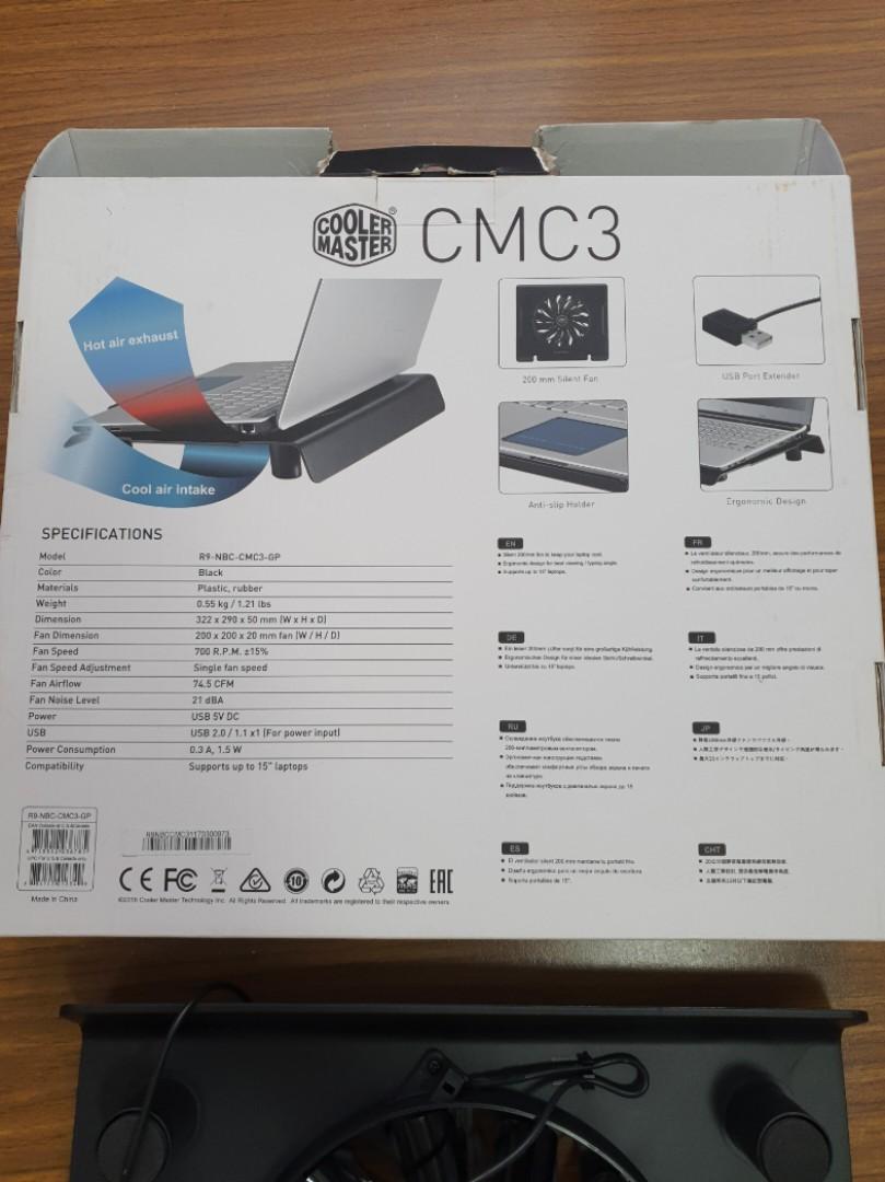 CoolerMaster CMC3 Silent Fan Laptop Cooling Pad (Used), Computers ...