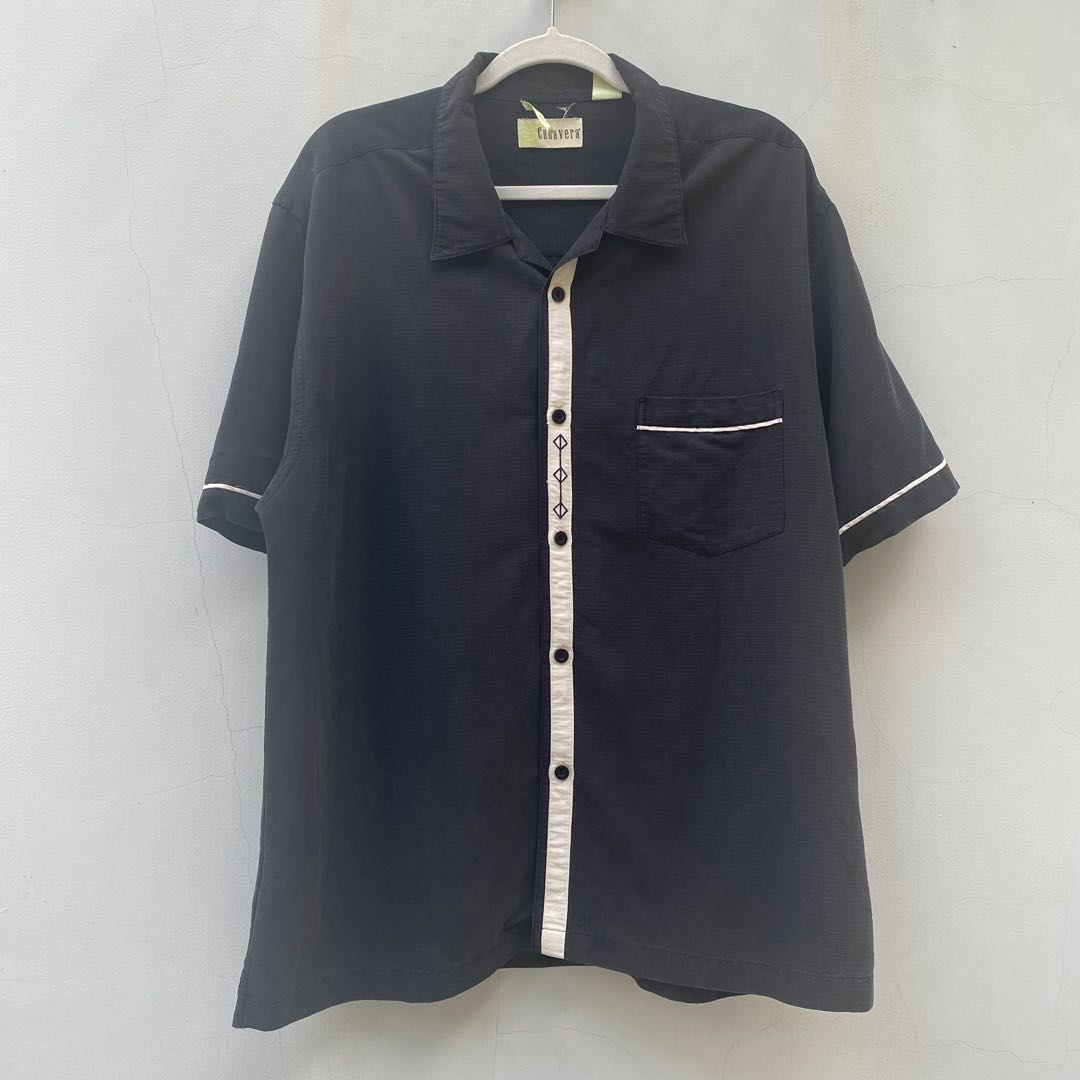 Cubavera Black Open Collar Shirt, Men's Fashion, Tops & Sets, Formal ...