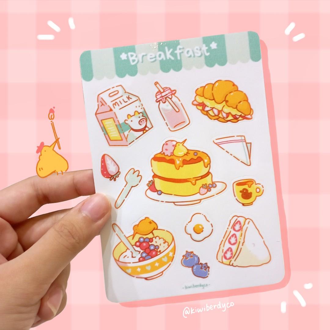 Cute Breakfast Sticker Sheet, Hobbies & Toys, Stationery & Craft, Art & Prints on Carousell