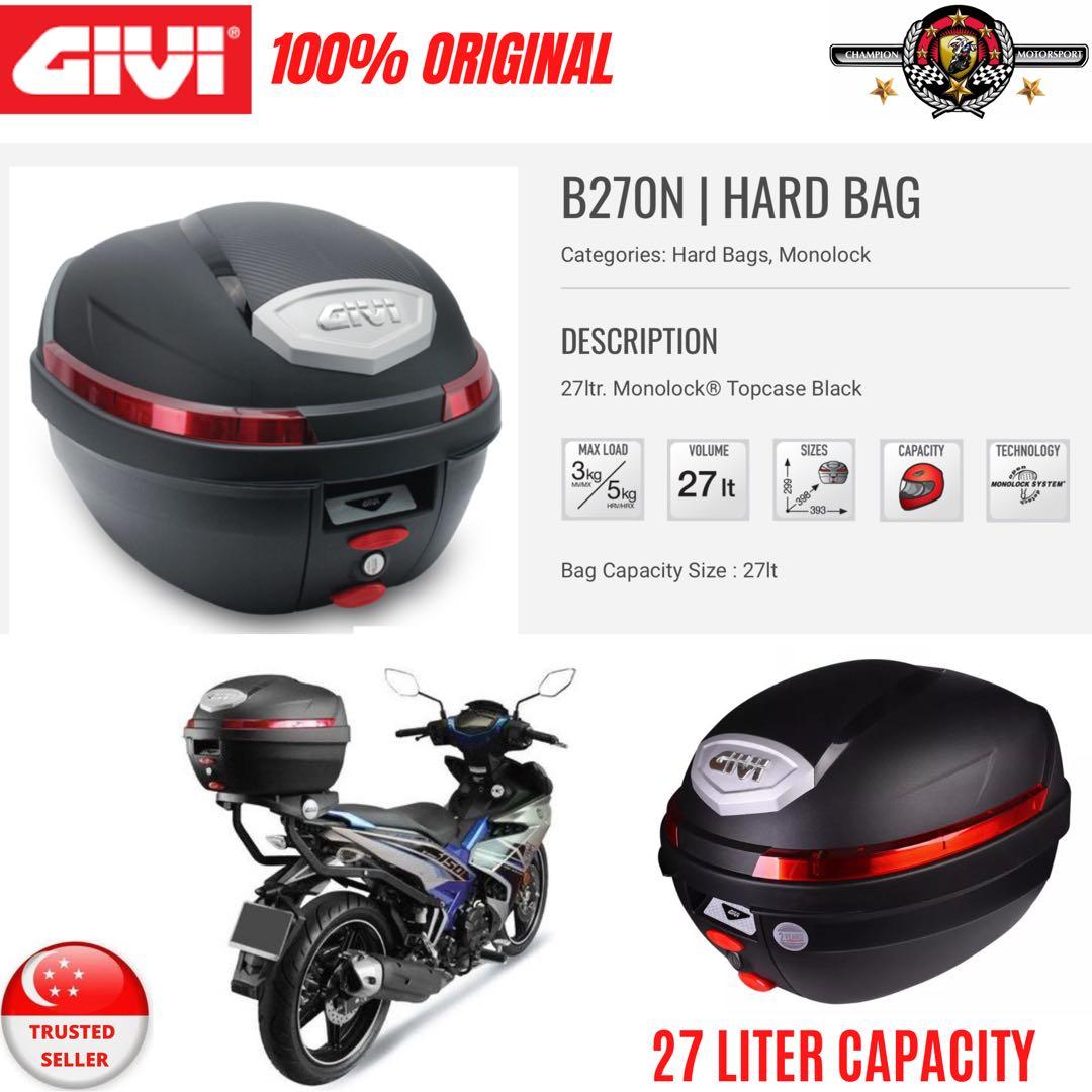 GIVI B270N Black 27Ltr Monolock Top Case (Universal Mounting Plate Included), Motorcycles ...