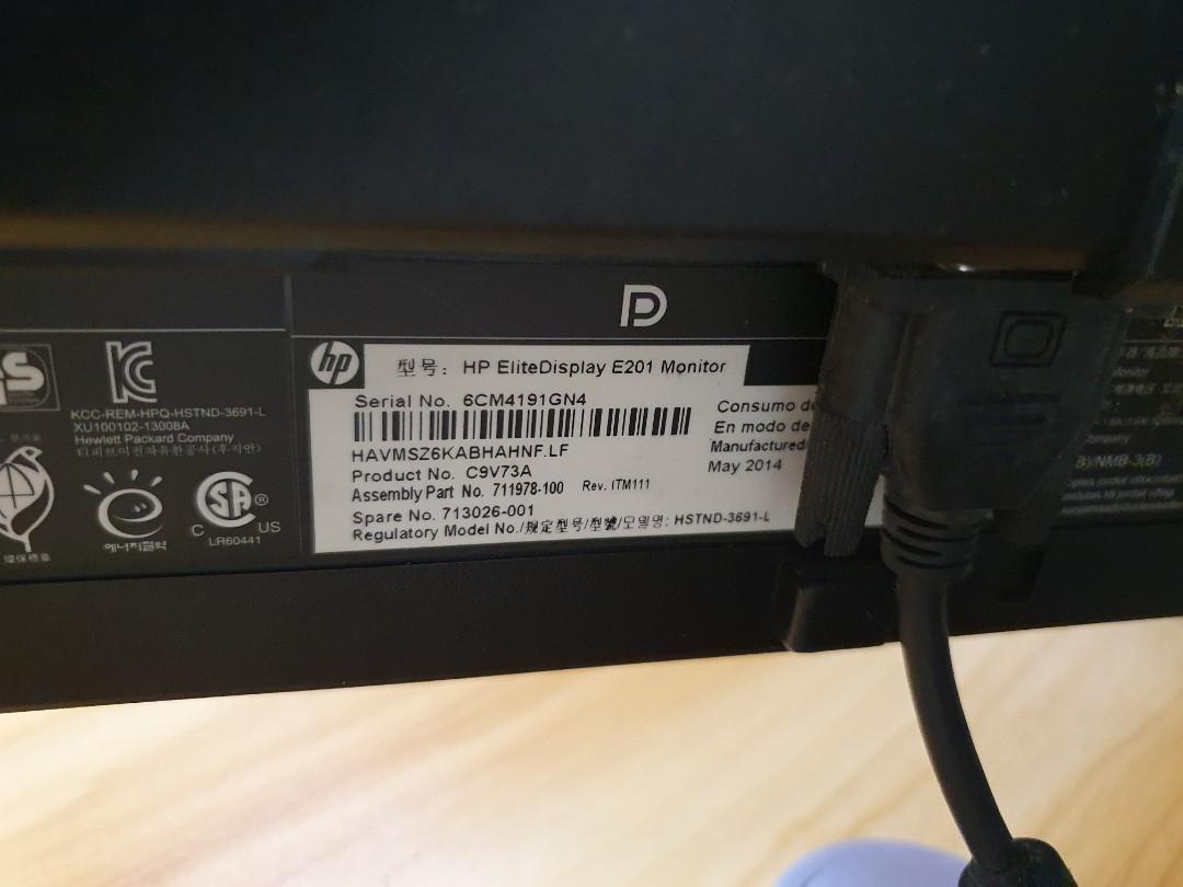 HP EliteDisplay E201 20-in LED Monitor + Desk Mount, Computers & Tech ...