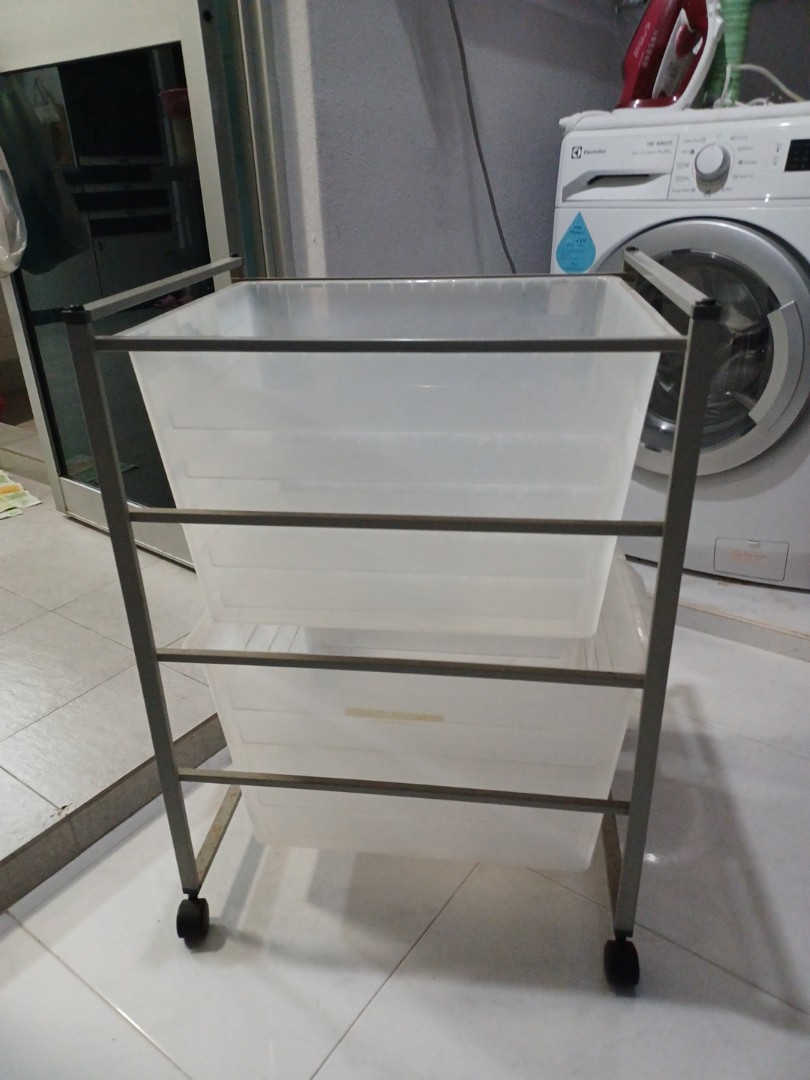 Ikea 2 tier heavy duty plastic deep drawers on wheels, Furniture & Home ...