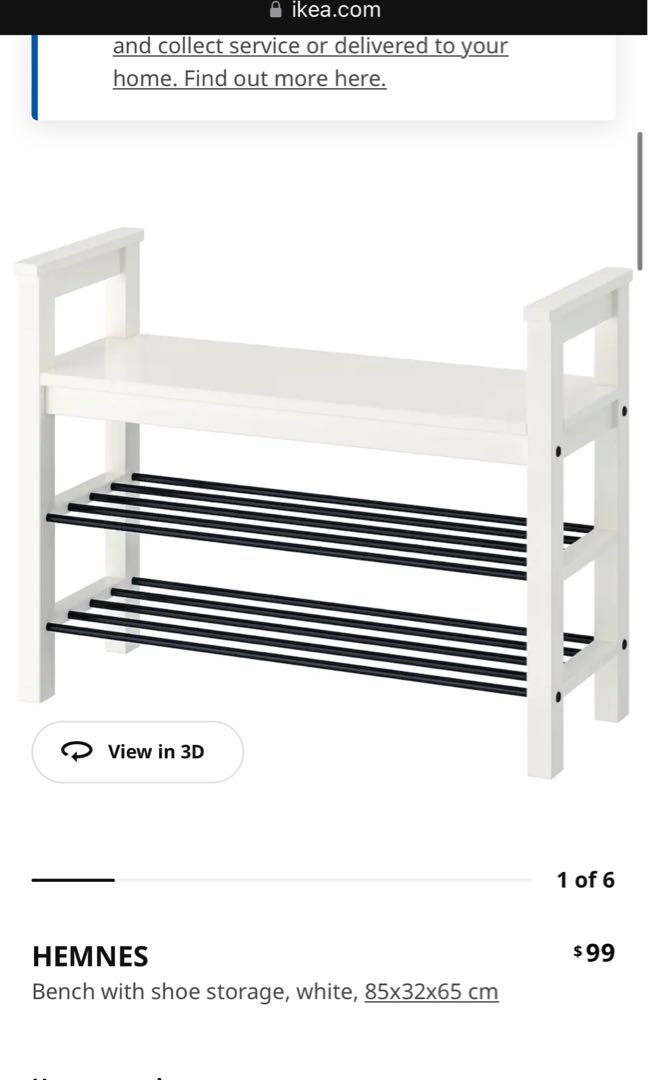 IKEA HEMNES Bench with shoe, Furniture & Home Living, Furniture ...