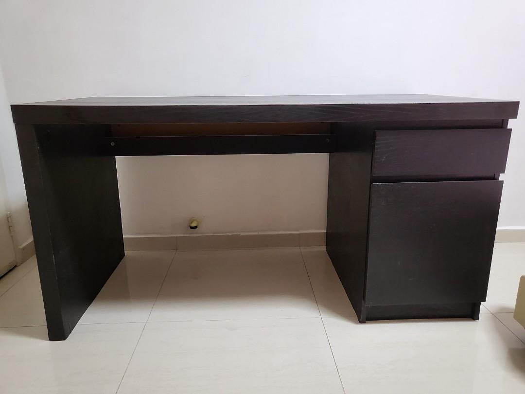 Ikea alam black study table desk, Furniture & Home Living, Furniture ...