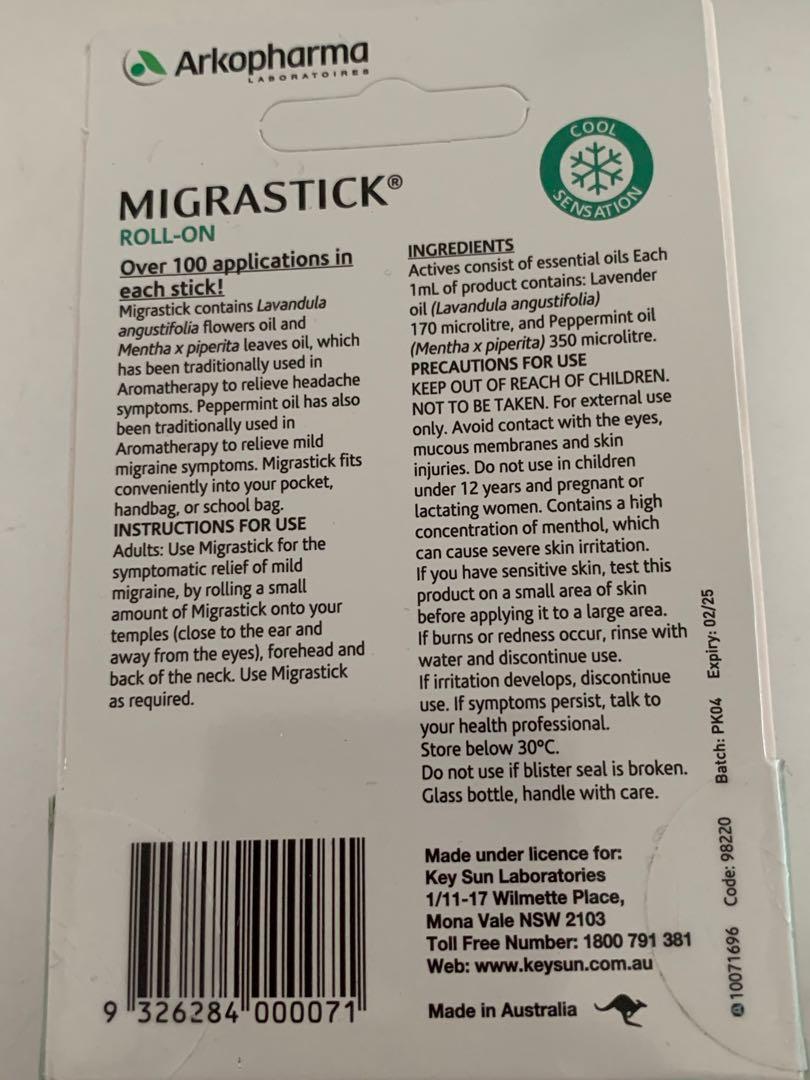 Migrastick arkopharma, Health & Nutrition, Massage Devices on Carousell