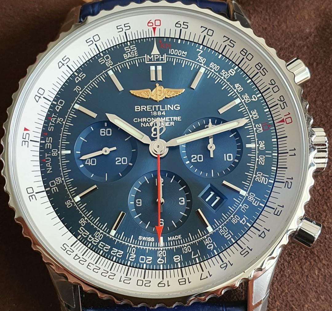 LOCAL SET WITH FULL PAPERS! **Rare Mint Breitling Navitimer blue b01 ...