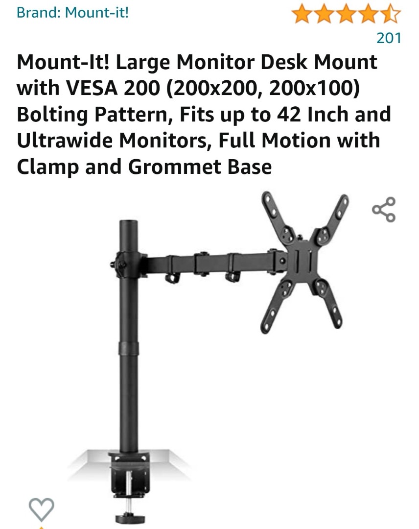 Mount-It! Large Monitor Desk mount, Mobile Phones & Gadgets, Mobile ...