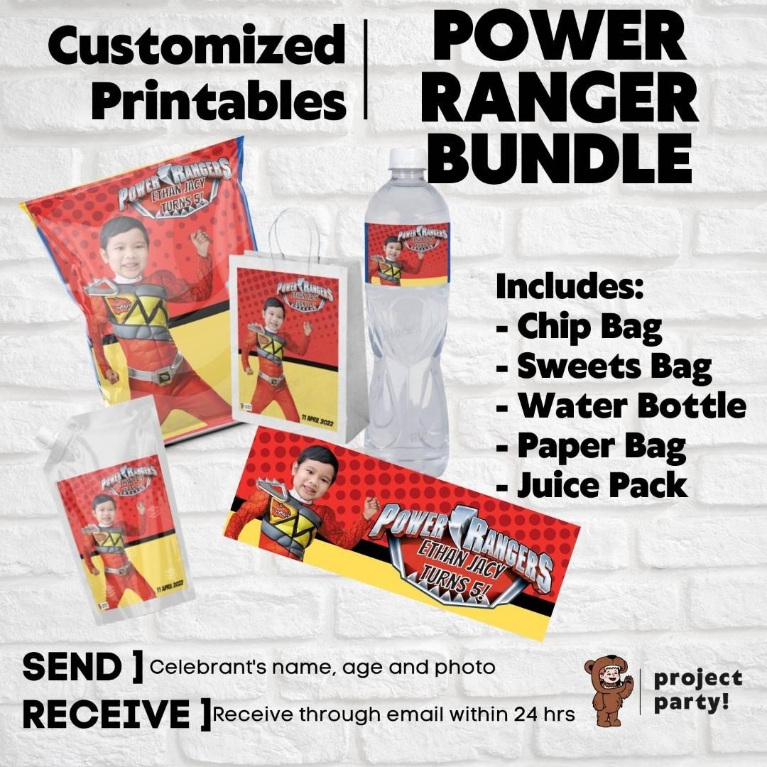 Power Ranger Bundle|Chip Bag|Water Bottle|Sweets Bag|Juice Pack|Paper ...
