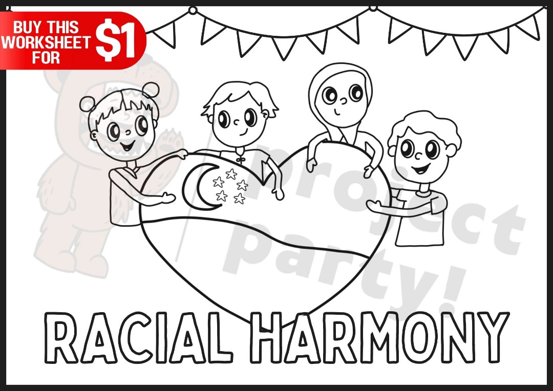Racial Harmony Worksheets/Coloring Page|Preschool, N2, K1, K2, Hobbies ...