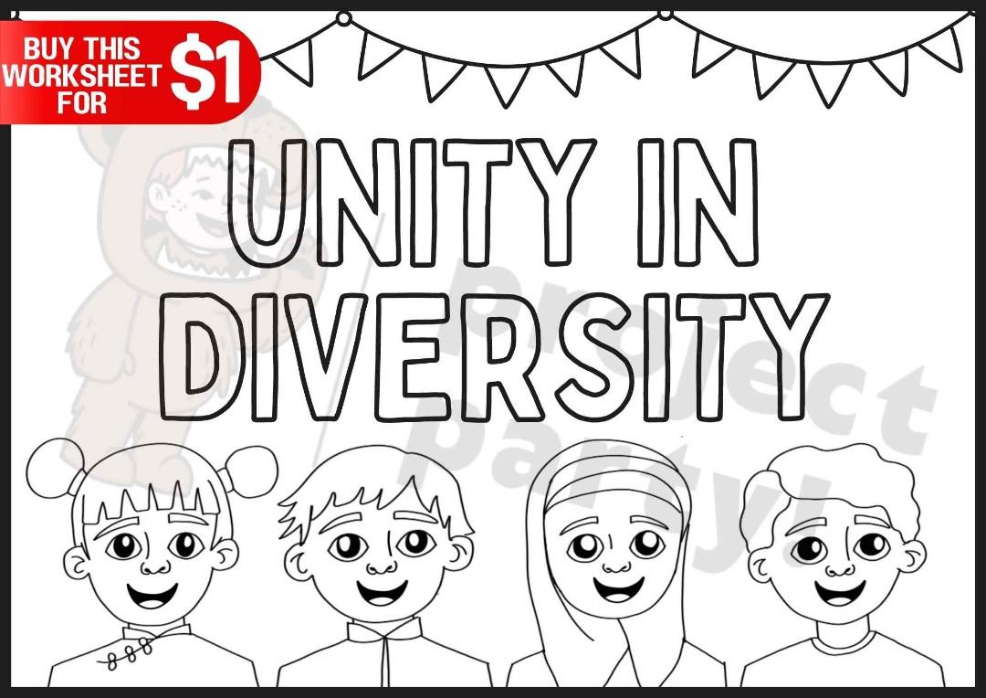 Racial Harmony Worksheets/Coloring Page|Preschool, N2, K1, K2, Hobbies ...