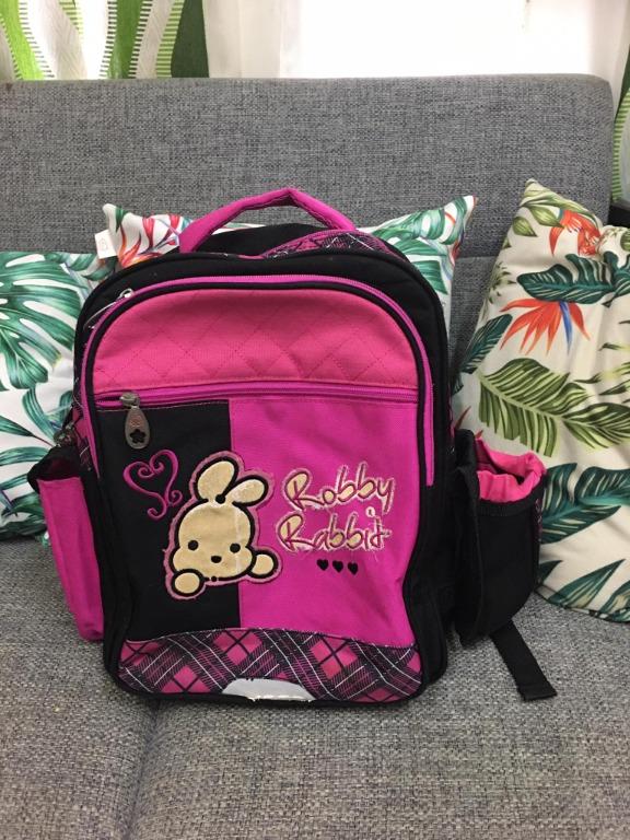 Robby Rabbit pink backpack with thermal lunch bag, Women's Fashion ...