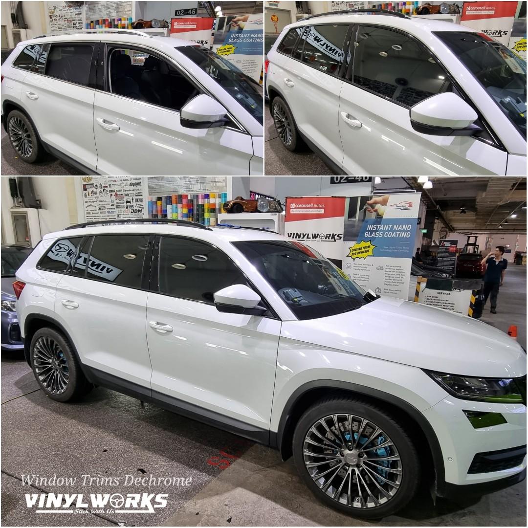 Skoda Kodiaq Window Trims Wrap Gloss Black Vinyl Sticker - Dechrome ...