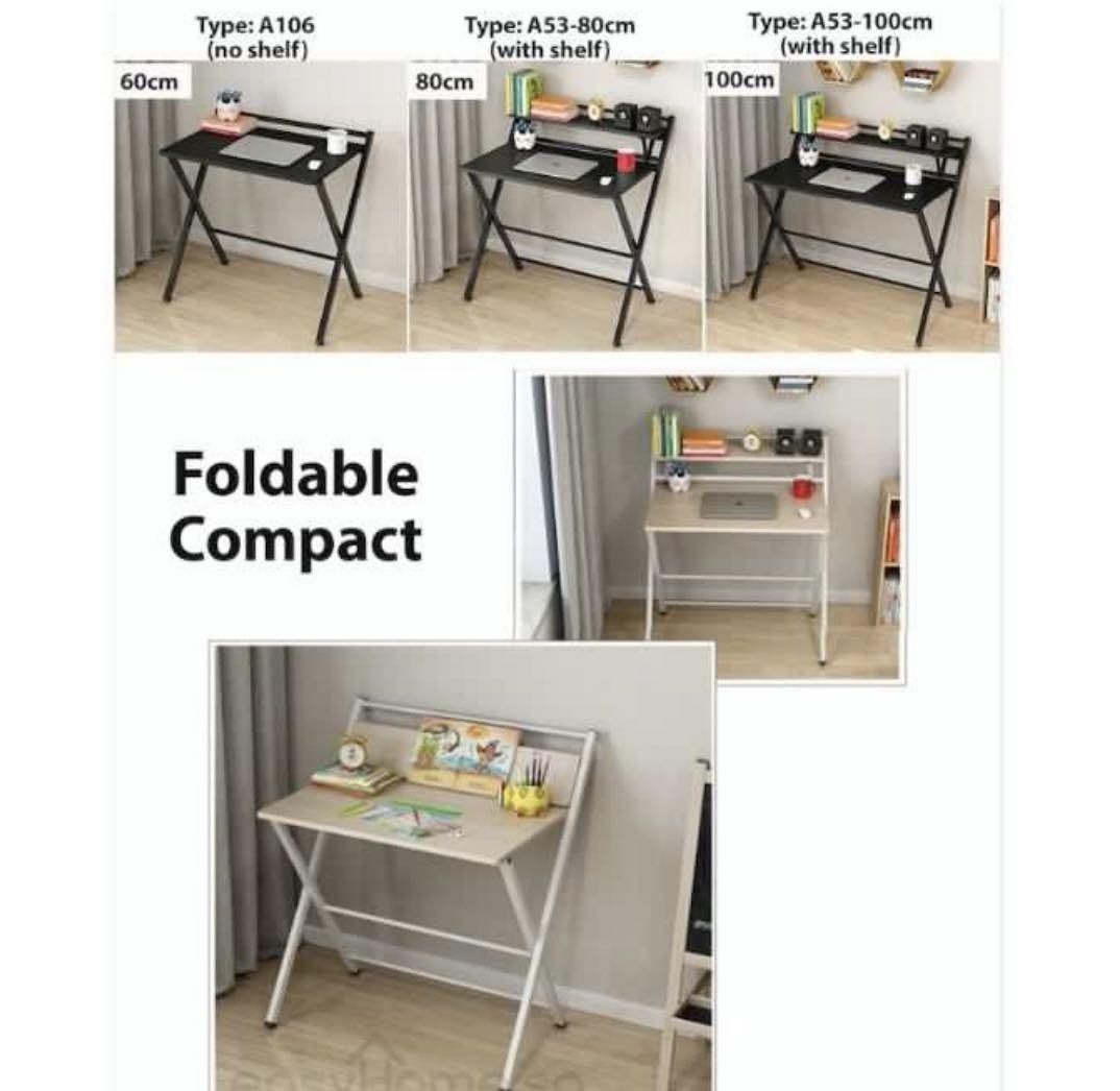 HOT 20% Price Drop: Sturdy Foldable Study Table (With shelf): 100cm x ...
